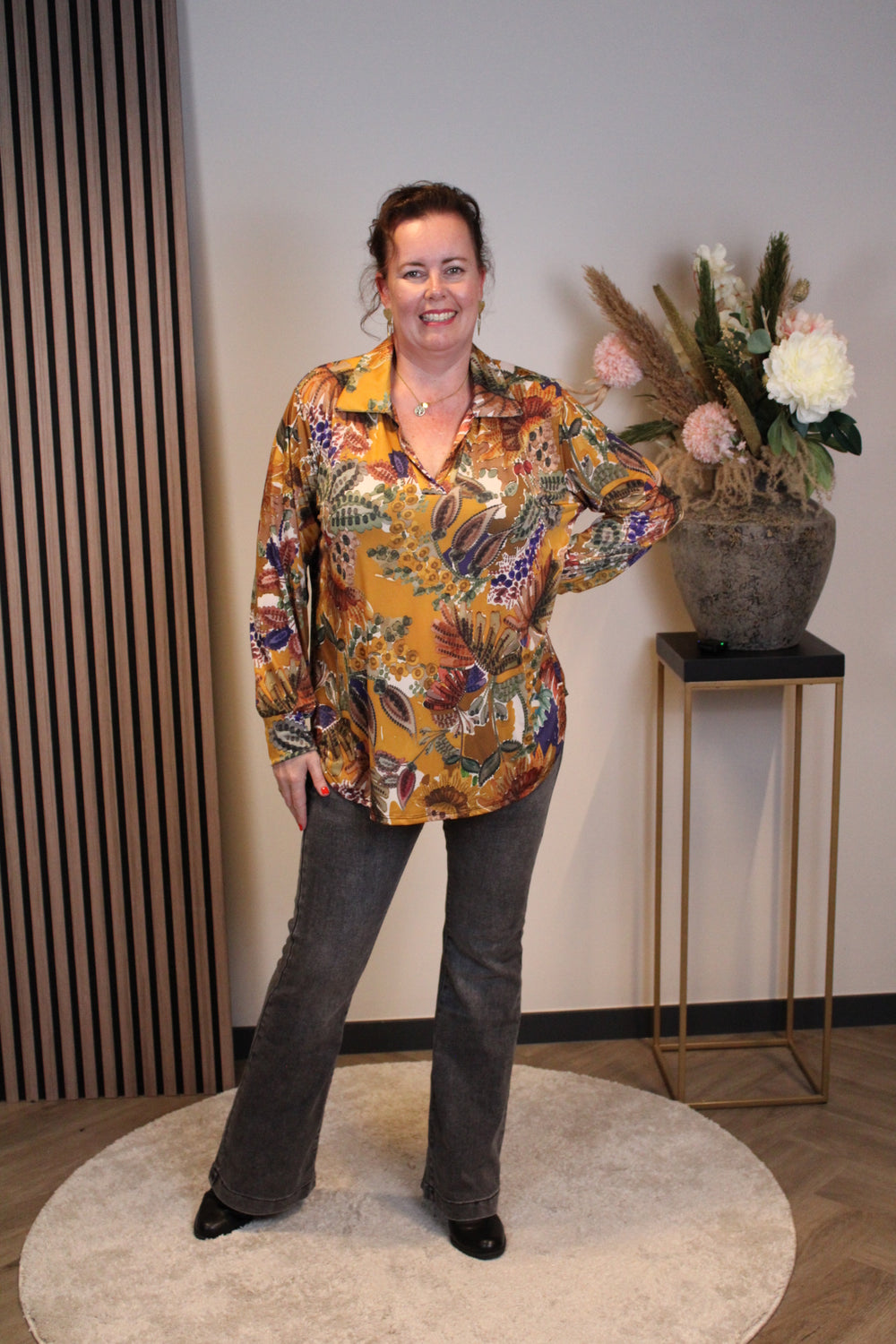 Helena | Blouse geel met kraagje 38 t/m 48